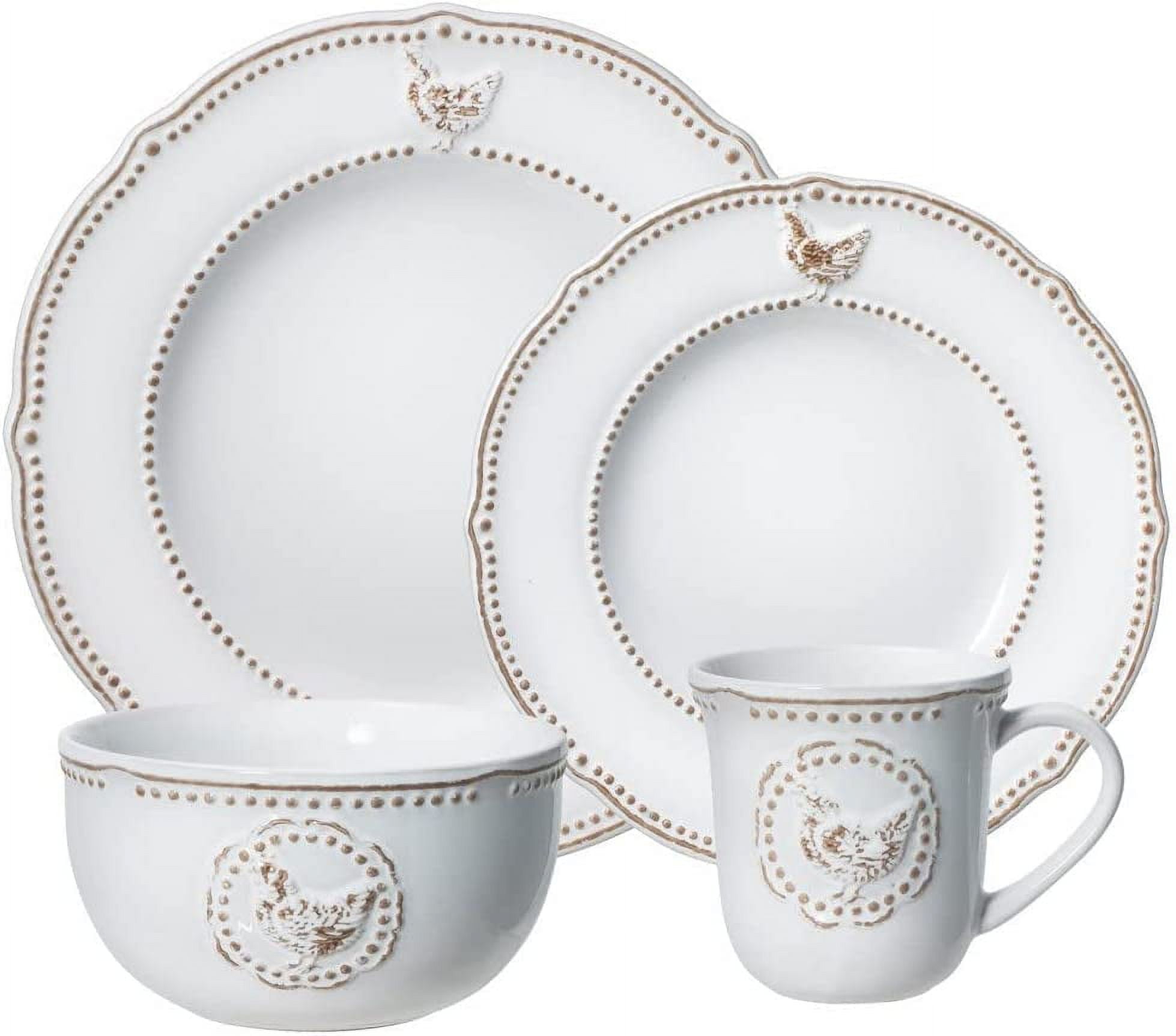 YIGOU Farmhouse Dinnerware Set (16 Piece), Blue, White - Walmart.com