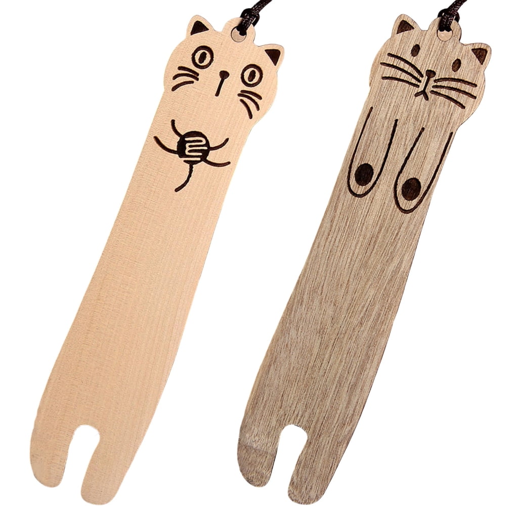 YIGSECU 1 Pair Handmade Wooden Bookmarks Cats Page Marker Cats ...