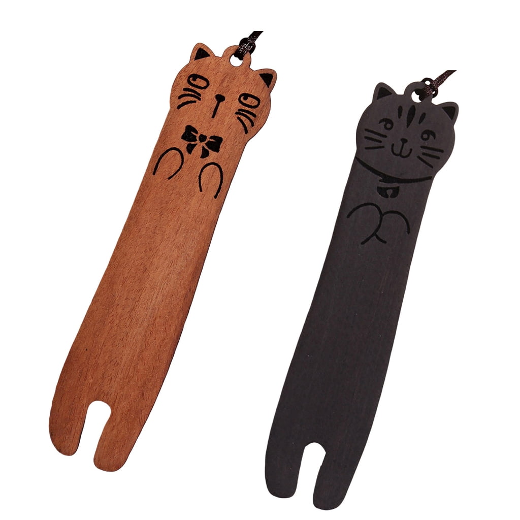YIGSECU 1 Pair Handmade Wooden Bookmarks Cats Page Marker Cats ...