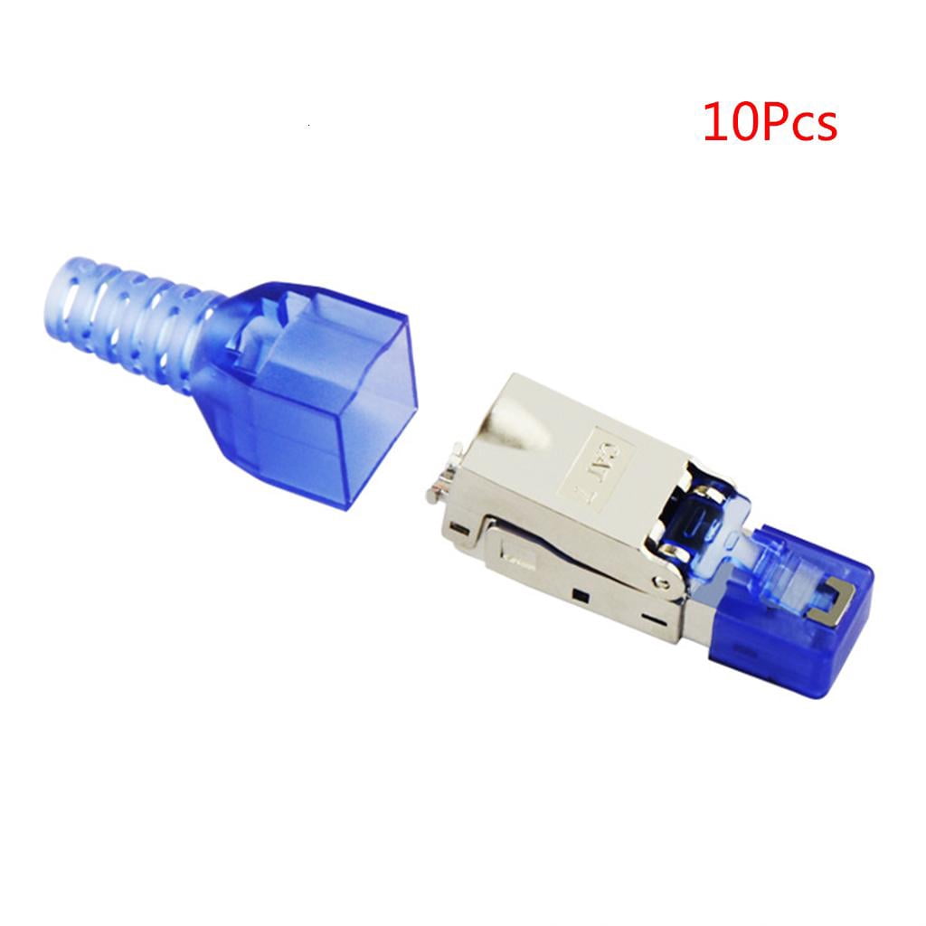 YIGSECU 10pcs/lot Tool-Free Shielded RJ45 Cat 7 Termination Plug Cat7 ...