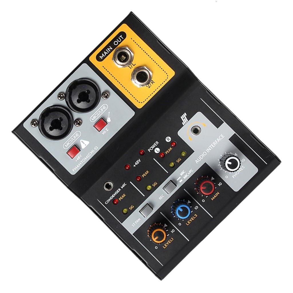 YIGSECU 2 Channel Studio Mixer Sound Board Consolre USB Auditory Mixer ...