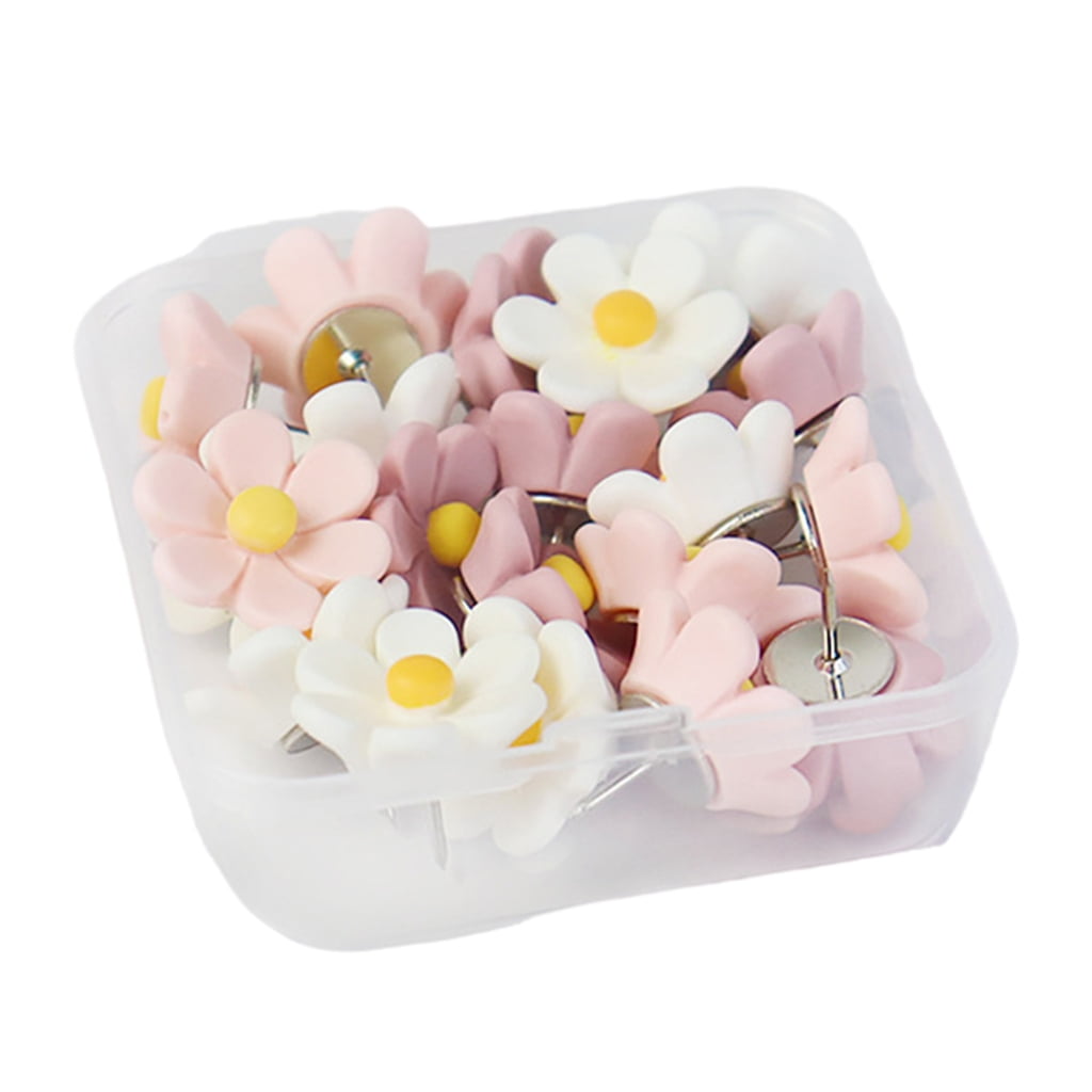 YIGSECU 20/30Pcs Flower Push Pins for School Office Bulletin Board Cork ...