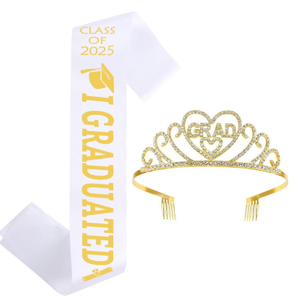 YIGSECU 2025Luxurious Sash and Adjustable Crown Graduation Celebrations ...