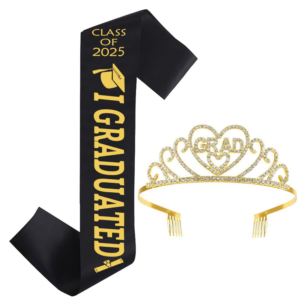 YIGSECU 2025Luxurious Sash and Adjustable Crown Graduation Celebrations ...
