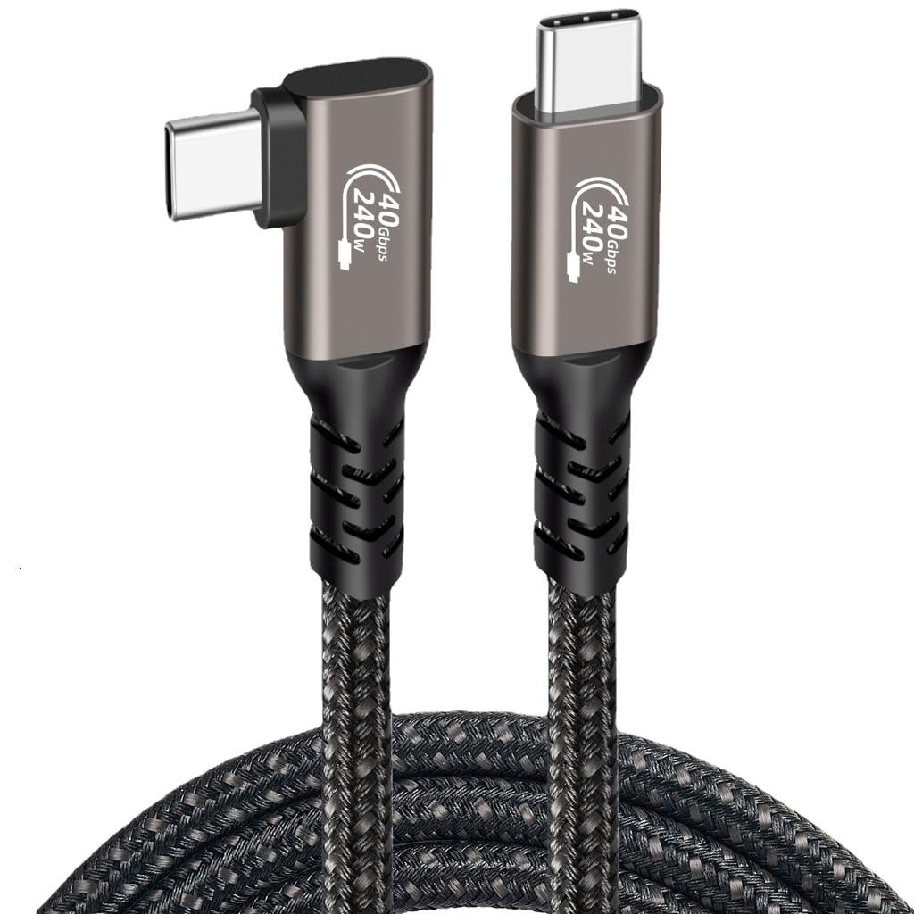 YIGSECU 20cm 90 Degree Braided Short Cable Type-C Male to Type-C Male ...