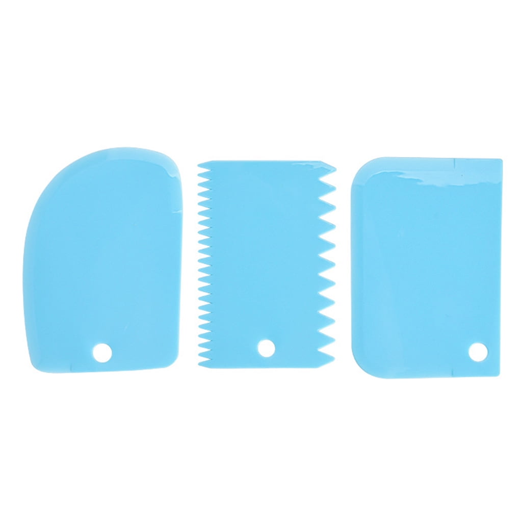 YIGSECU 3 Pieces Blue Plastic Cake Smoother Scraper Large Cake Comb for ...
