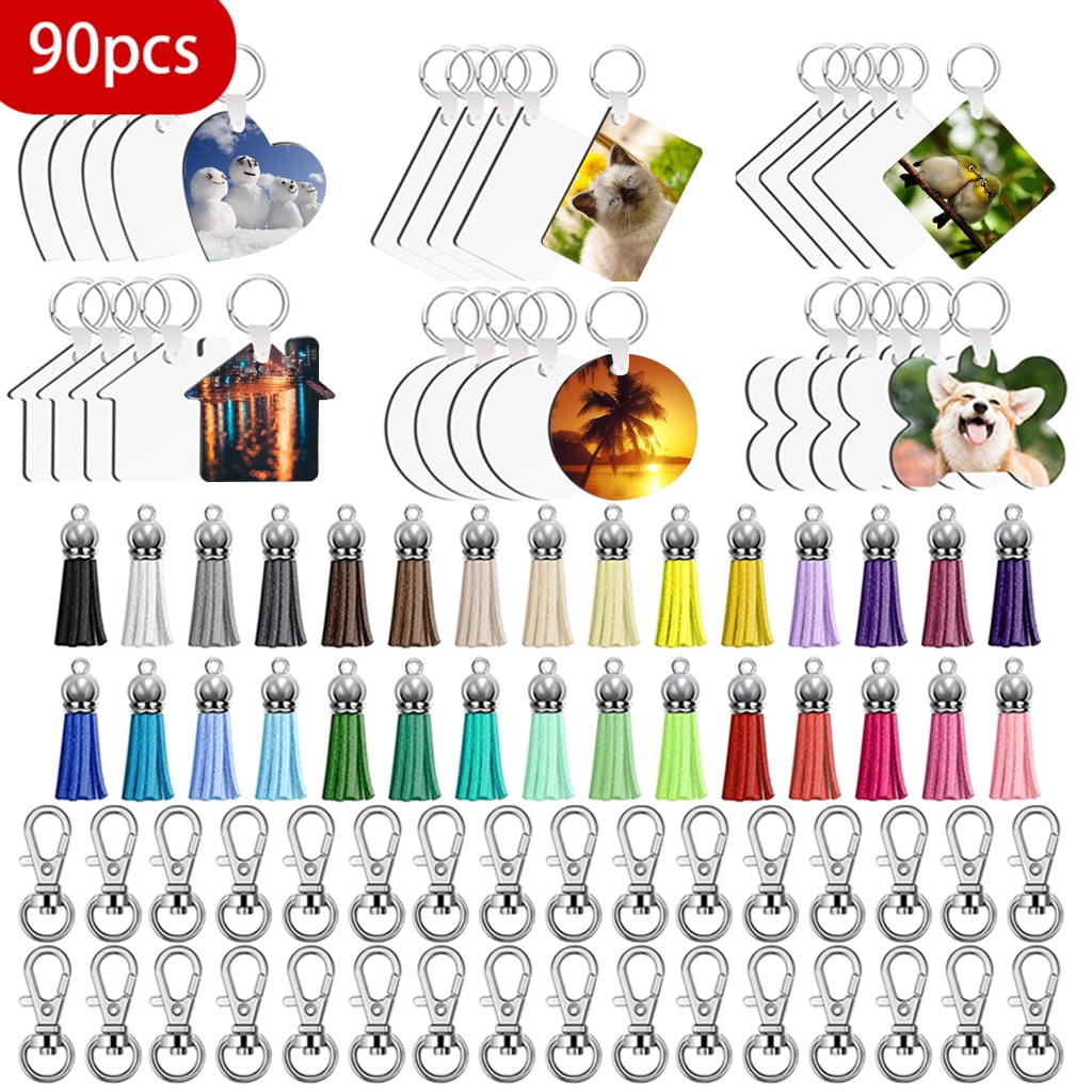 YIGSECU 30-90 Pieces MDF Discs and 30 Pieces Lobster Keychains Clear ...