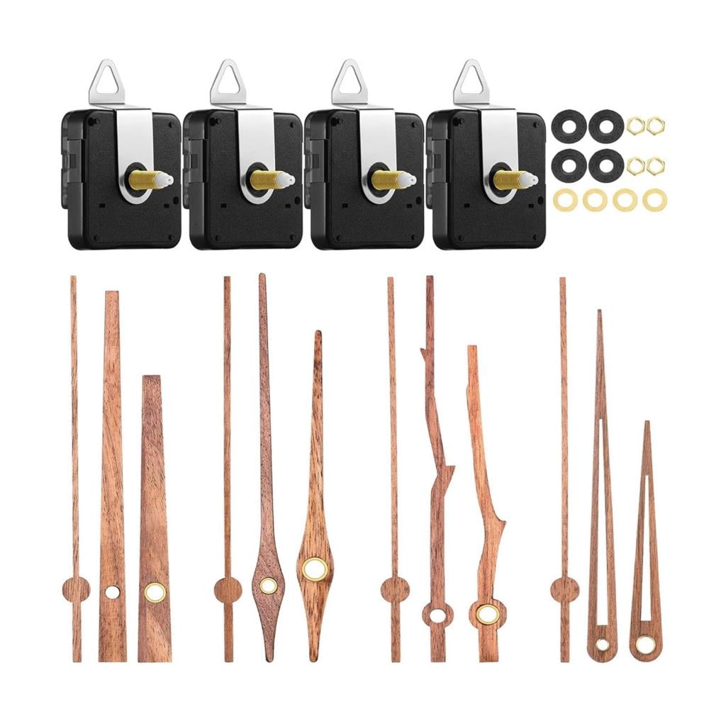 YIGSECU 4 Packs Clock Mechanism with 4 Types of Wood Clock Hands Super ...