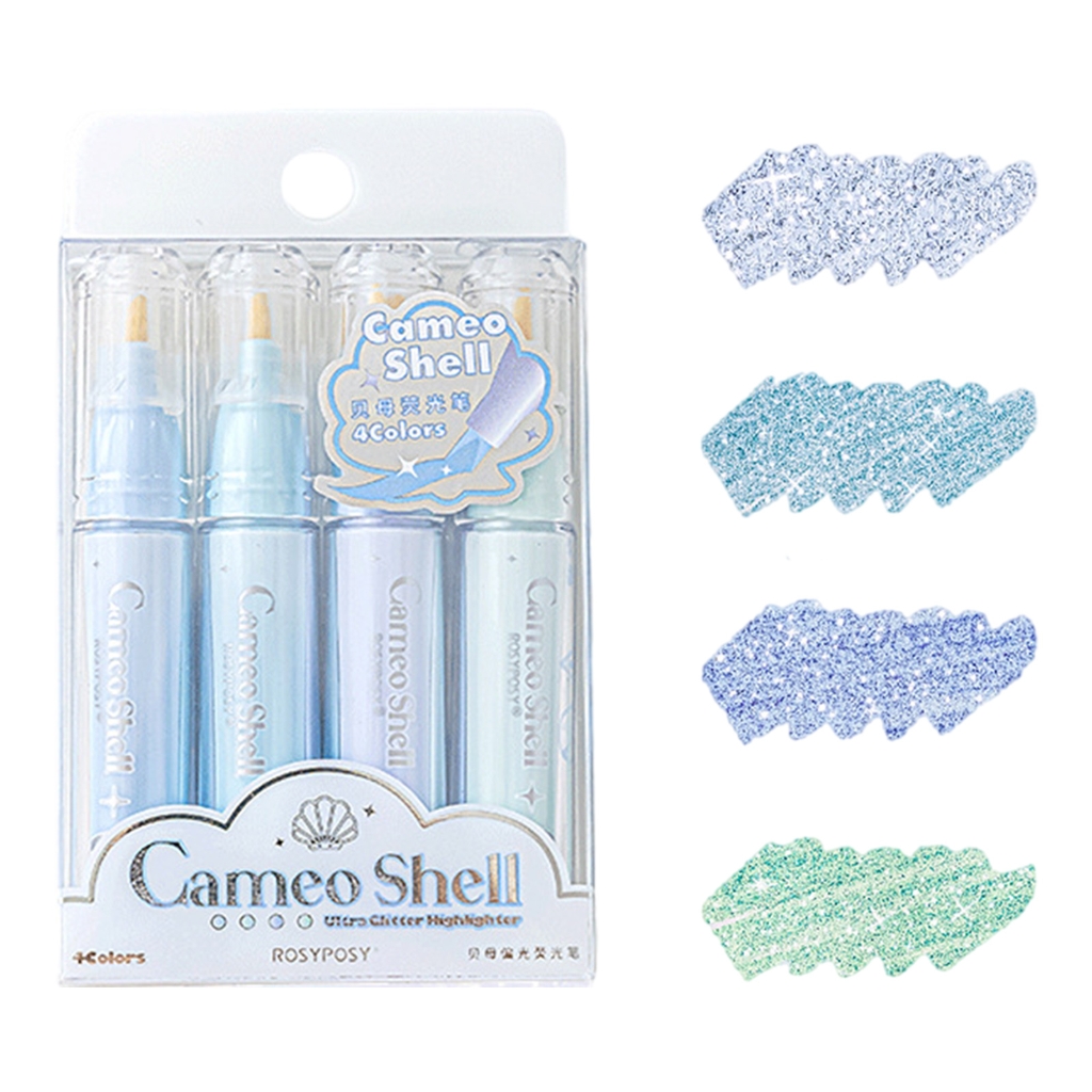 YIGSECU 4 Pcs Multifunctional Highlighter Pen Highlighter Set Sparkling ...
