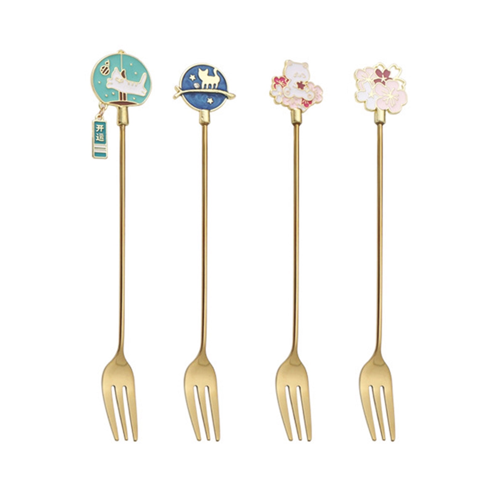 YIGSECU 4pcs Cute for Cat Flatware Cutlery Stainless Steel Spoon Fork ...