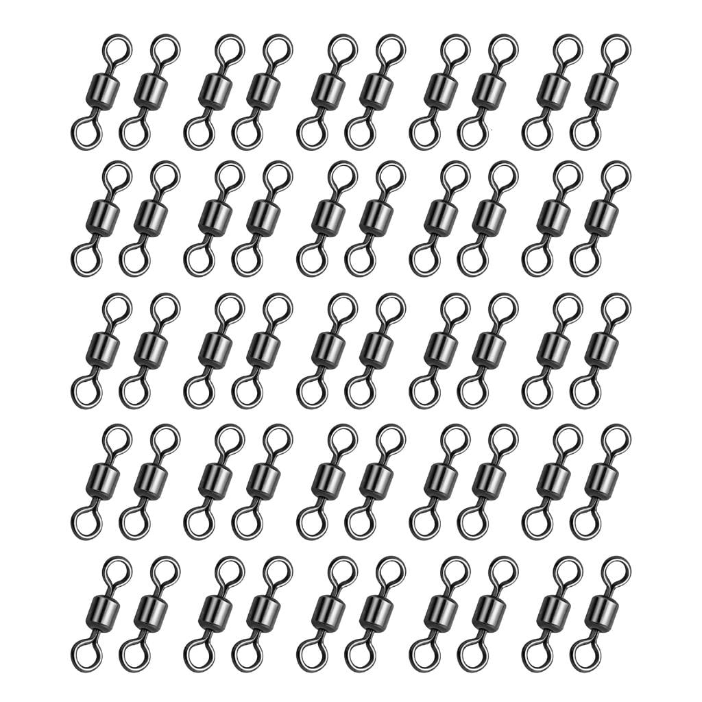 YIGSECU 50Pcs Fishing Swivels Line Connector Heavy Duty Stainless Steel ...