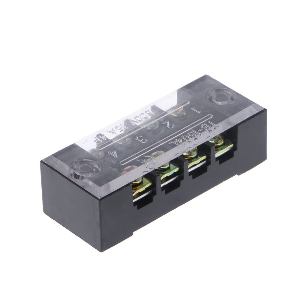 YIGSECU 600V 15A 4 Positions Dual Rows Covered Barrier Screw Terminal ...