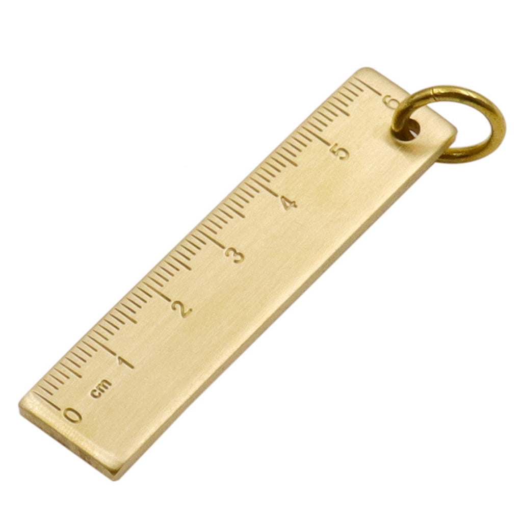 YIGSECU 6cm Practical Copper Straight Ruler Keychain Stationery ...
