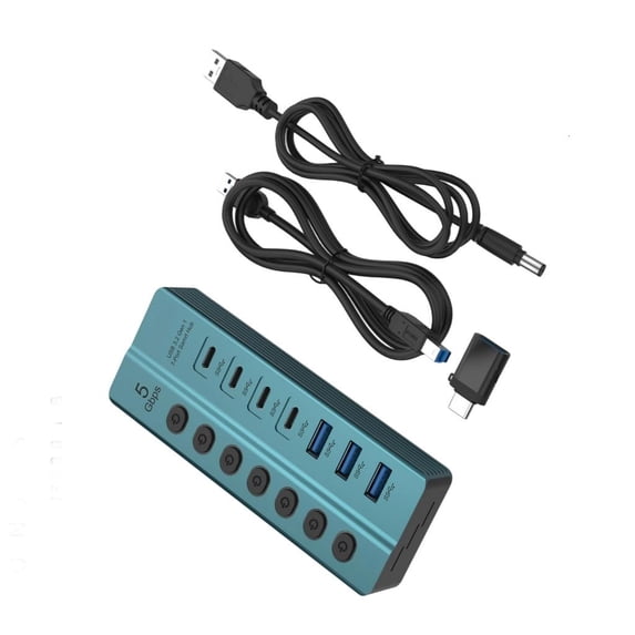 YIGSECU 7 Port USB3.0 Splitter with Individual Switches USB3.0 Charging ...