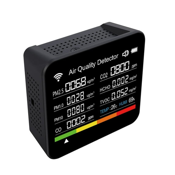 YIGSECU 9 In 1 Air Quality Monitors CO2 Meter TVOC HCHO PM2.5 PM10 Detectors - Walmart.com