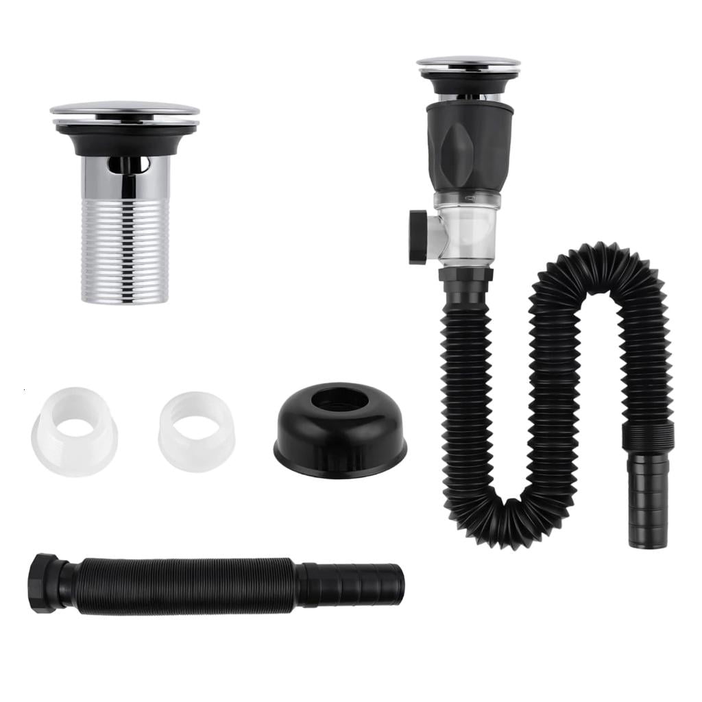 YIGSECU Adjustable Sink Drain Set Flexible Extension 6.7" to 37" Anti ...