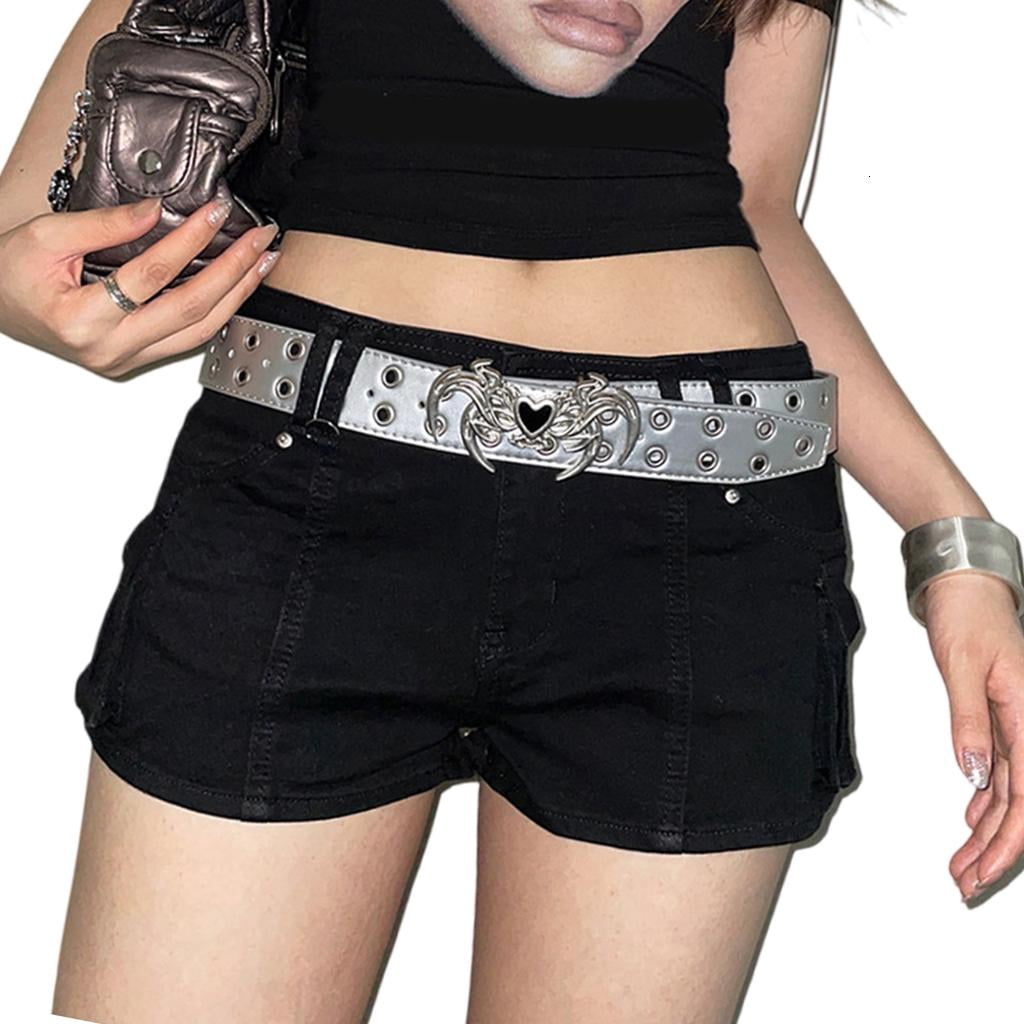 YIGSECU Adjustable Waist Girdle Punk Style Faux Belt Double Row Metal ...