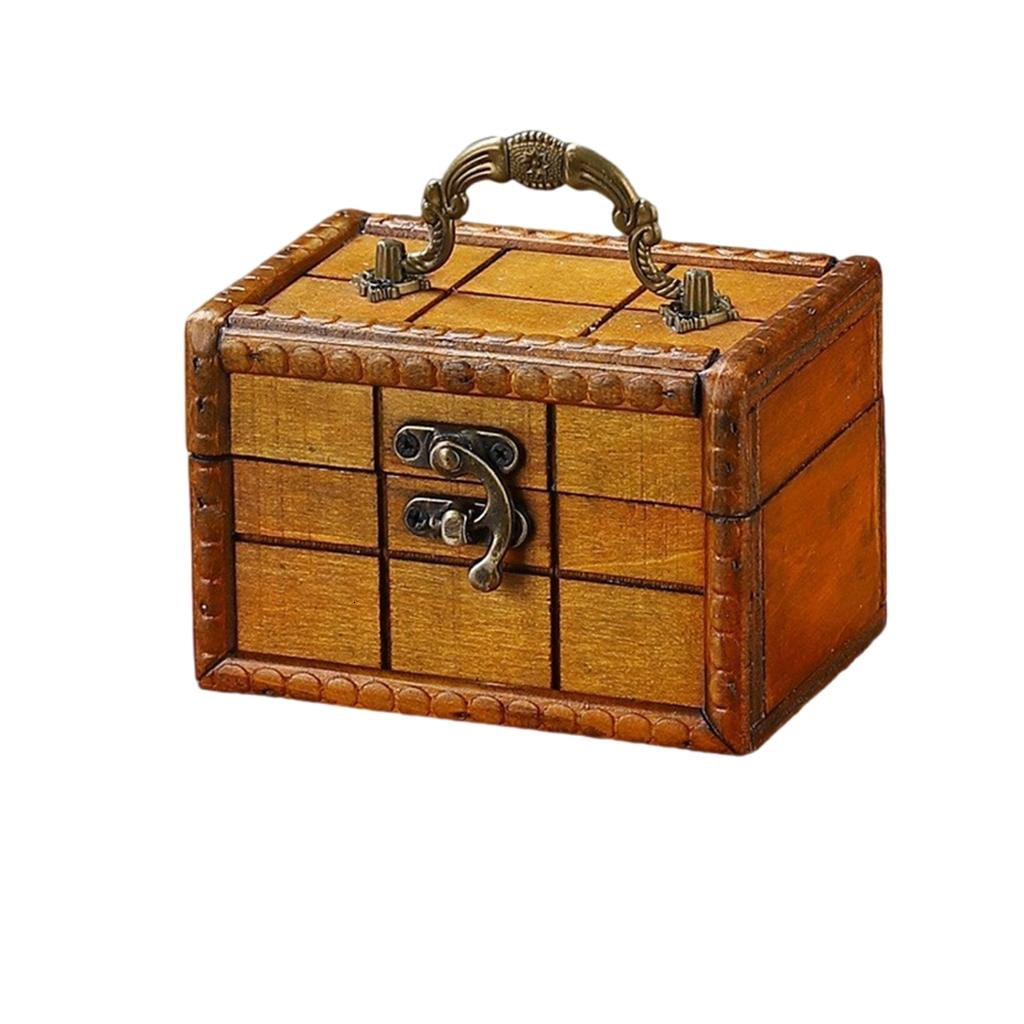 YIGSECU Antique Style Portable Wooden Storage Box With Handle For ...