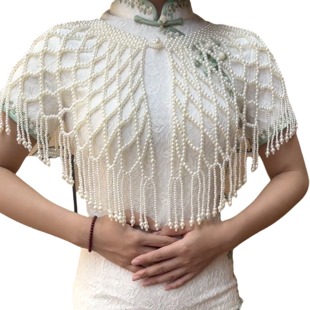 YIGSECU Artisan Pearls Shawl Overlay Garment Sustainable Fashion Women ...