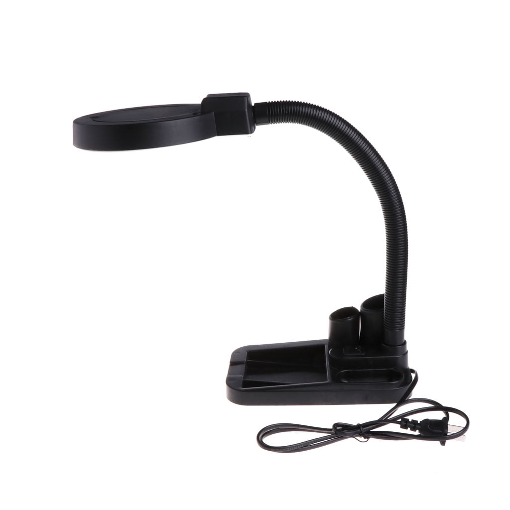 YIGSECU Black for HD Magnifier Loupes 5X 10X AC 110/220V Magnifying Glass Jewelry Loupe with LED ...