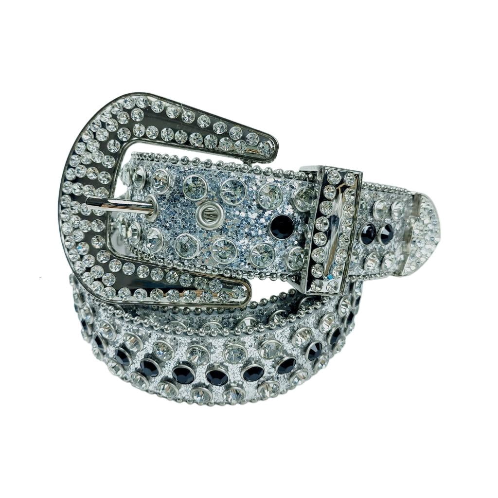 YIGSECU Bling Male Female Jeans Skirt Waist Belt with Rhinestone Buckle ...