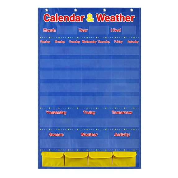 YIGSECU Calendar and Weather Pocket Chart Monthly Calendar Pocket Chart ...