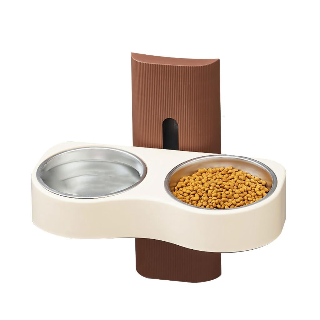 YIGSECU Cats Feeding Watering Bowl Double Bowl Dogs Bowl with Wall ...