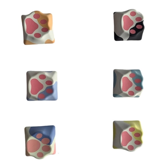 YIGSECU Colorful Cats Paws PBTs Dye Sublimations Keycaps Pack Of 6 For ...