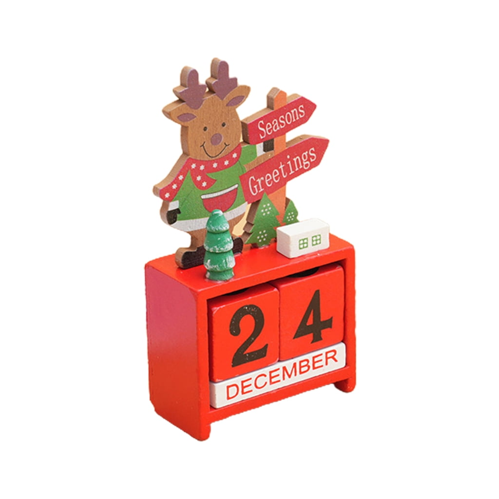 YIGSECU Countdown to Christmas Desk Ornament Wood Advents Desktop ...