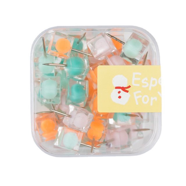 YIGSECU Decorative Map Push Pins Thumb Tacks with Colored Clear Square ...