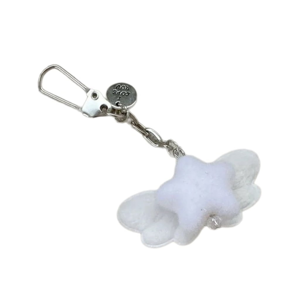 YIGSECU Delicate Lightweight White Wing Star Charm Keychain Lightweight ...