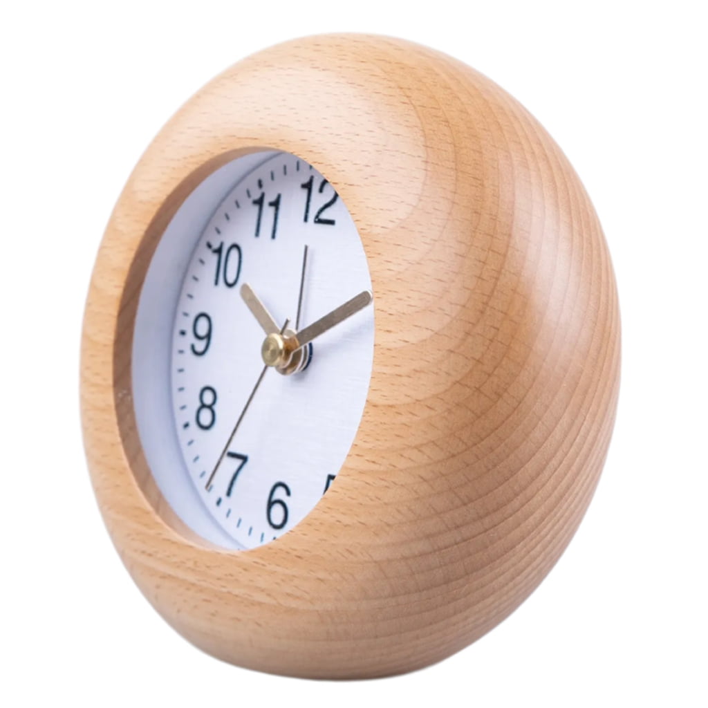 YIGSECU Desk Clock Wood Alarm Clock with Arabic Numerals Battery ...