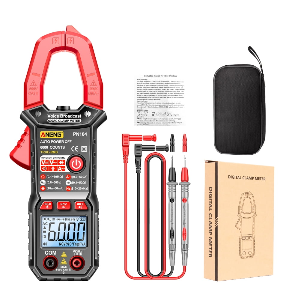 YIGSECU Digital Clamp Meter 6000 Counts Voice Broadcast Multimeter Hz ...