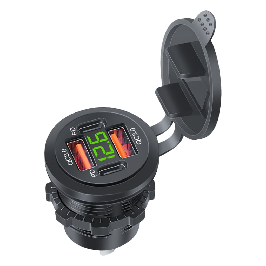YIGSECU Double QC3.0+Double PD Type-C Outlet Power Outlet Car Charging ...
