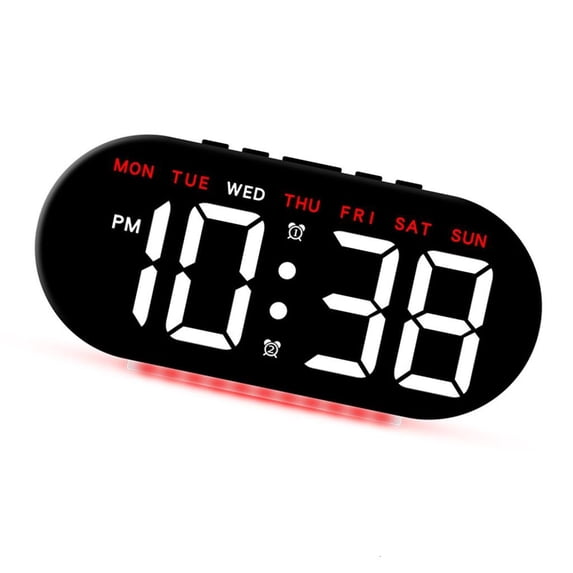 YIGSECU Elegant Bedside Clock With Large Led Screen Date Time ...