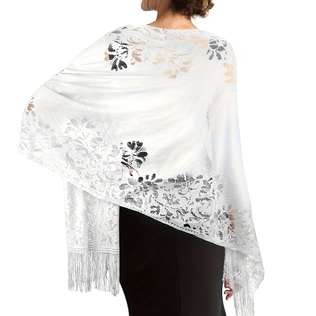 YIGSECU Elegant Bridal Shawl for Wedding Dress Overlay Tulle for ...