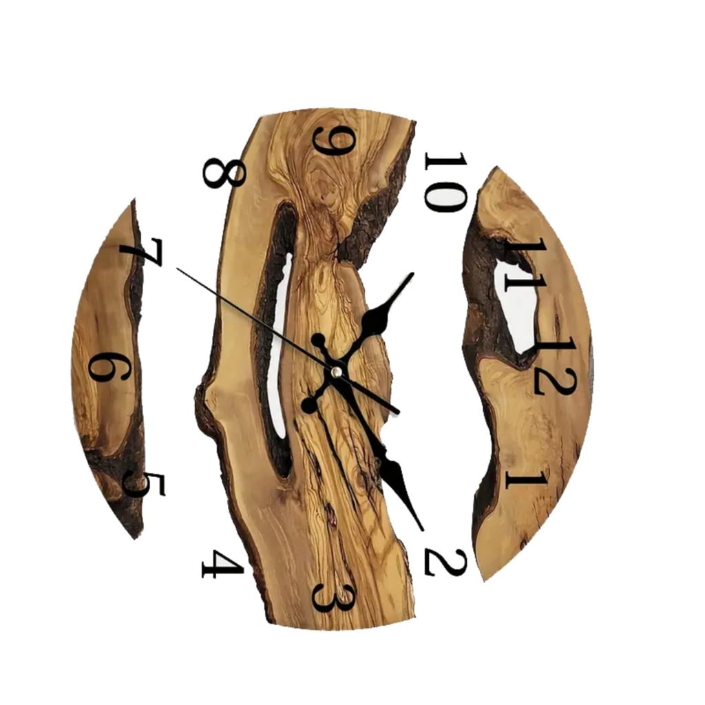 YIGSECU Elegant Quiet Wall Clock with Wood Grains and Clear Tempering ...