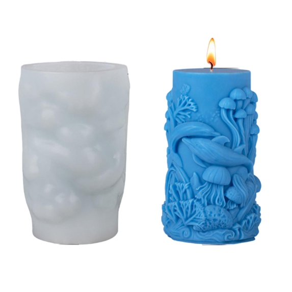 YIGSECU Embossed Cylinder Silicone Molds Sea Creature Theme Silicone ...