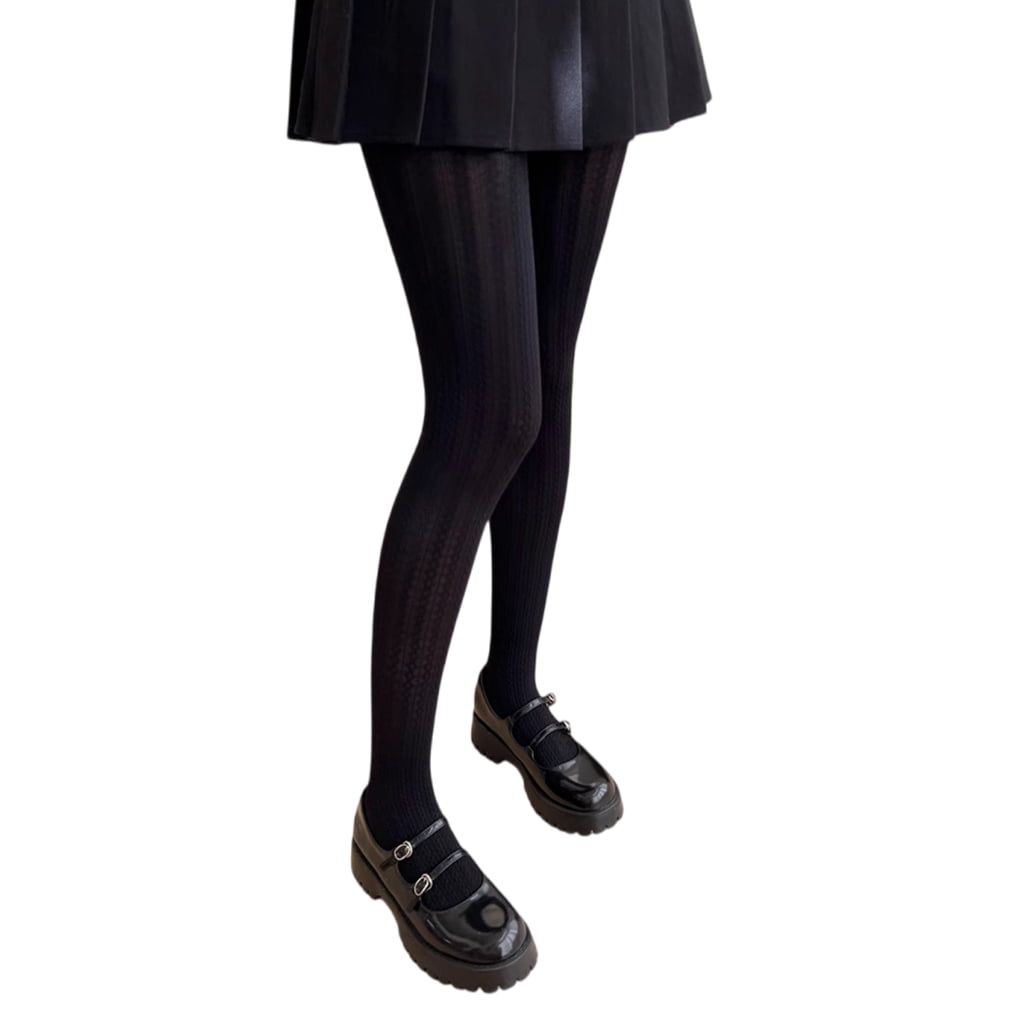 YIGSECU Embossed Twisted Pattern Opaque Silk Tights for Ladies Medium ...