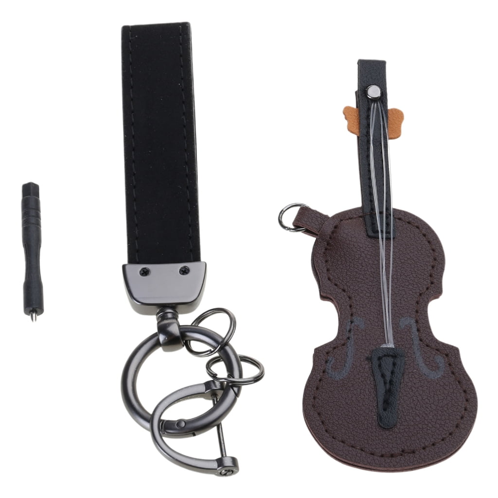 YIGSECU Exquisite Leather Violin And Guitar Keychain Stylish Leather ...