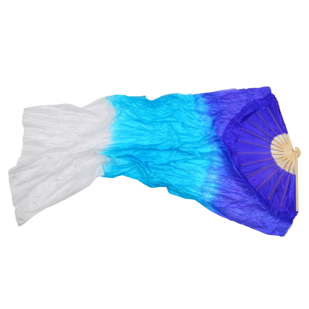 YIGSECU Extended Faux Silk Belly Dance Fan Veils Long Folding Fans for ...
