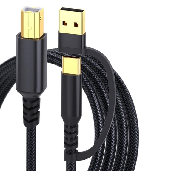 YIGSECU Extra Long Braideds USB A C to USB B 2 in 1 Printer Cord Fast ...