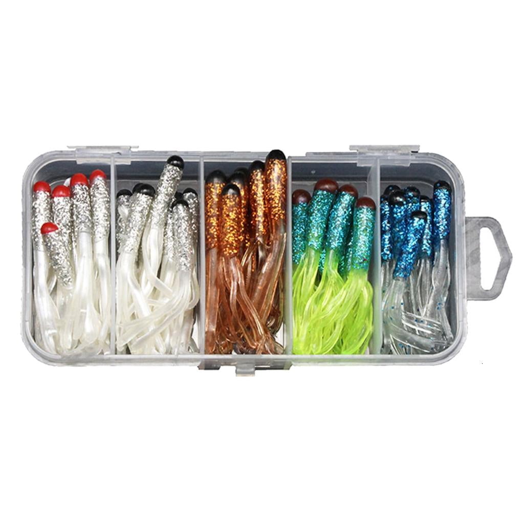 YIGSECU Flexible Tail Grub Worms Soft Baits Set for Casting Bottom ...