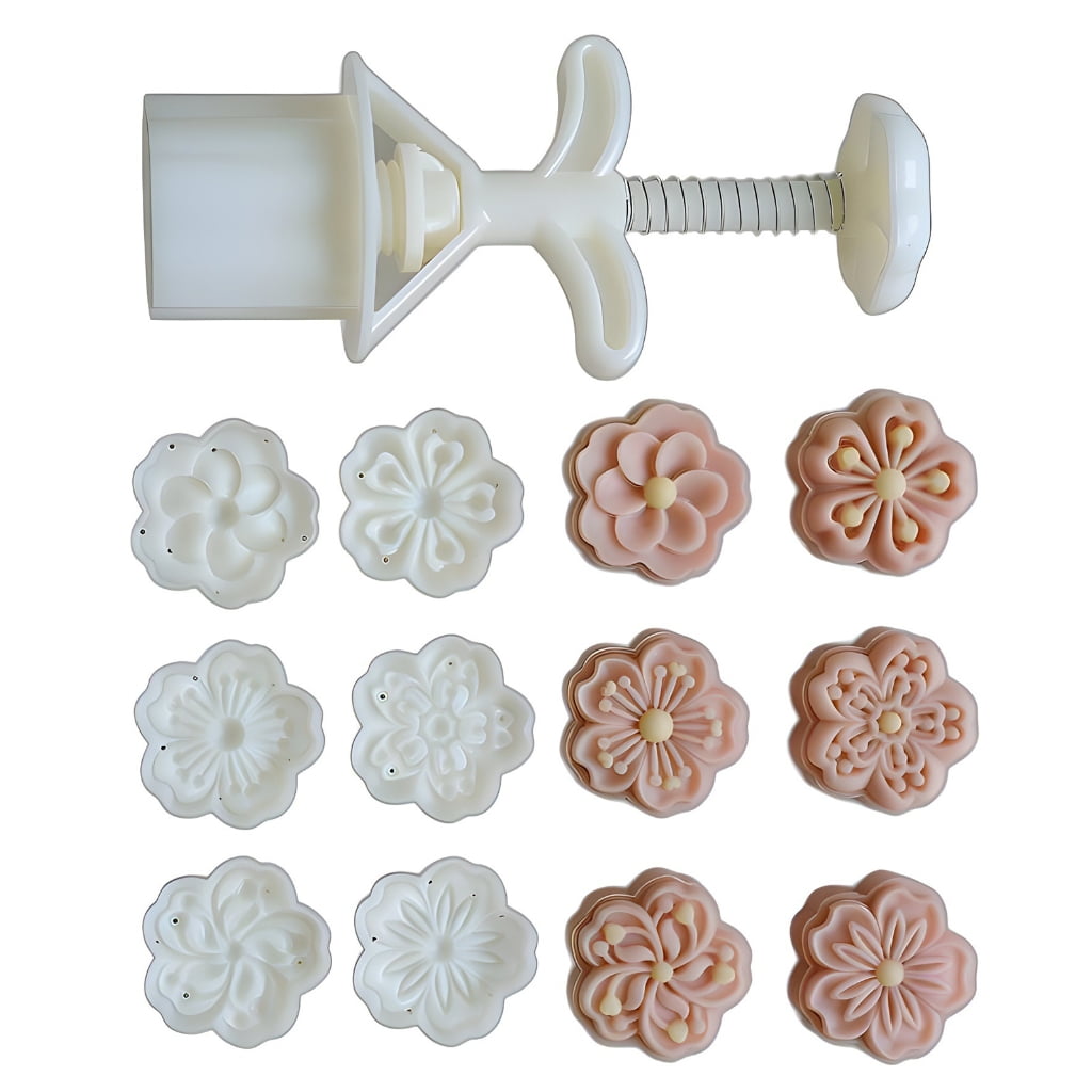 YIGSECU Flower shape Cake Molds with 6 Stamp Press Molds Unique Making ...