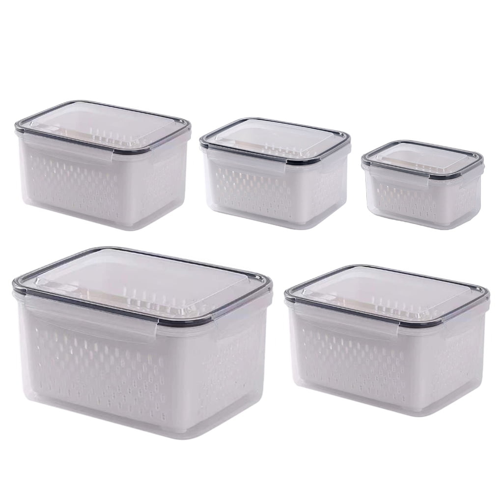 YIGSECU Fruit and Vegetable Storage Bins with Drain Basket for Kitchen ...