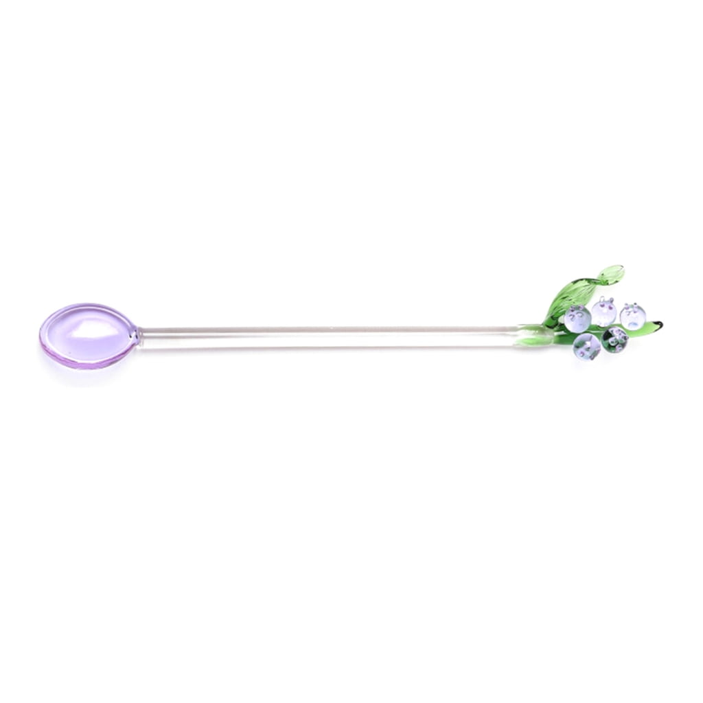 YIGSECU Glass Stick Stirring Spoon Bells Orchids Flower Stirring Rod ...