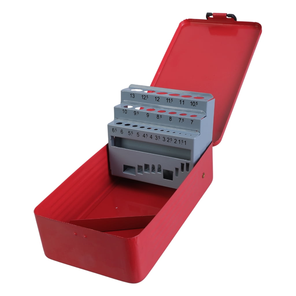 YIGSECU Iron Drill Bit Storage Case with Scale Marks Empty Drill Bit Box Easy Carry Metal Drill ...