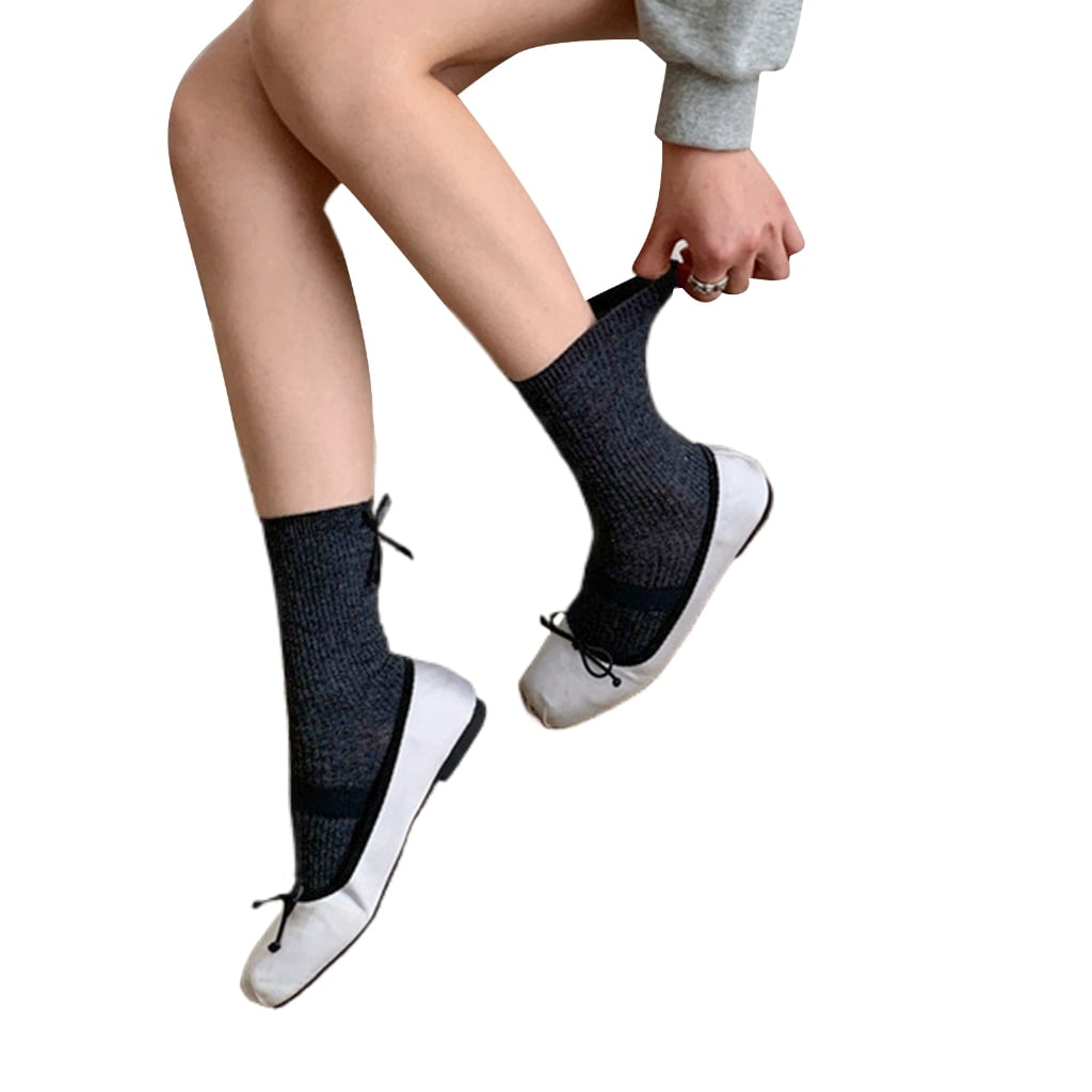YIGSECU Japanese Style Elegant Solid Color Middle Tube Crew Socks for ...