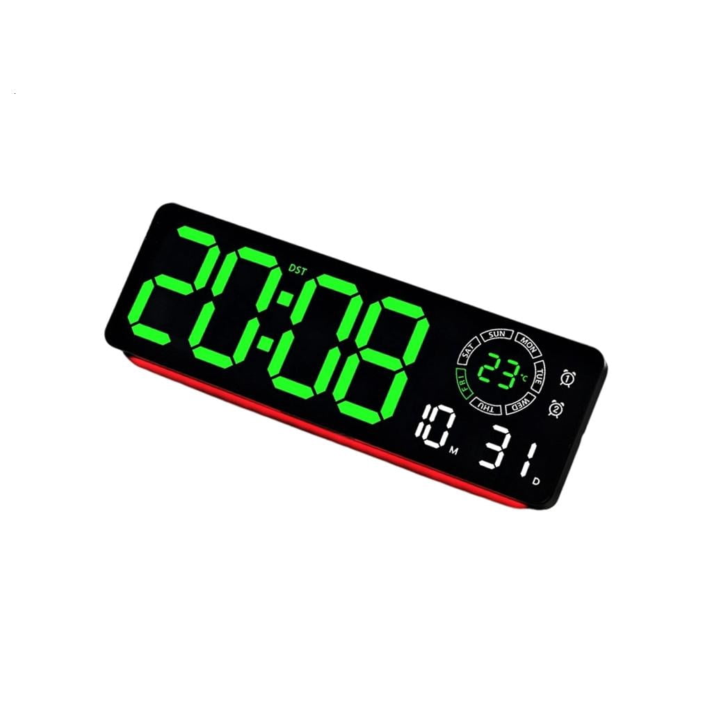 YIGSECU LED Display Wall Clock Accurate Temperature Sensors 2 Alarm ...