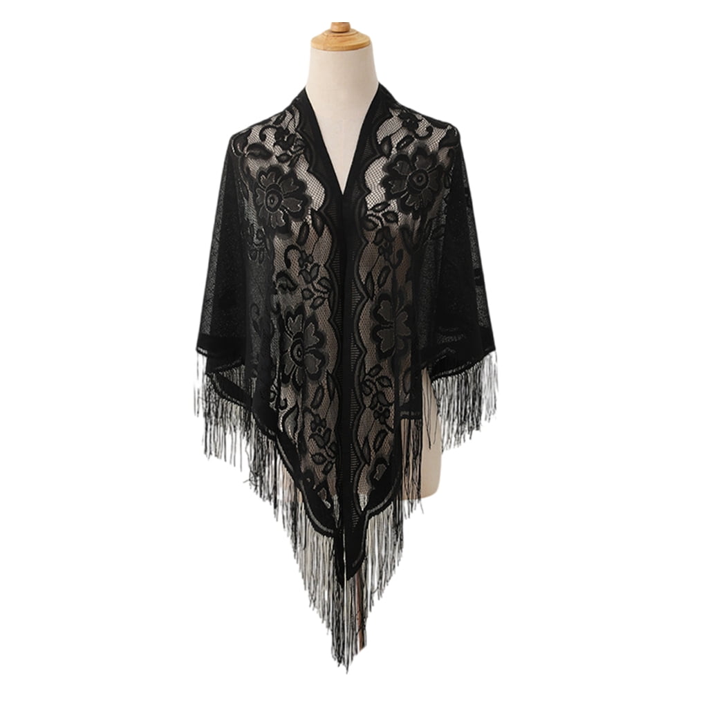 YIGSECU Lace Shawl Tassels Wrap Cover Up Scarf for Women and Girl ...